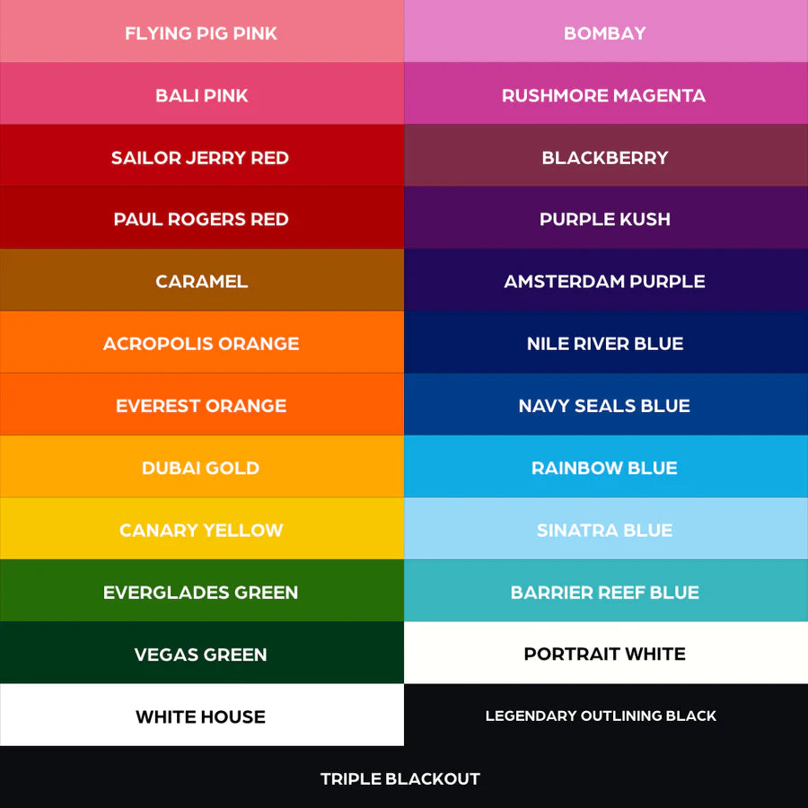 World Famous 25 color 1oz bottle set | Ultimate Tattoo Supply